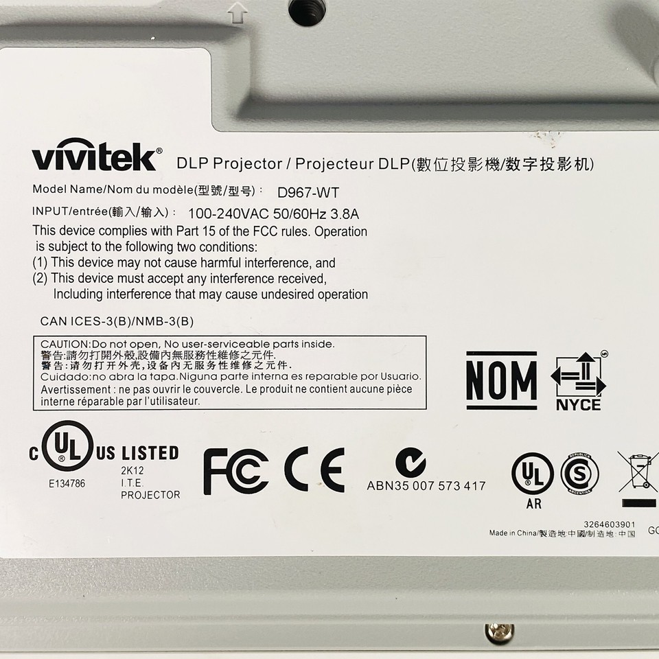 ViviTek D967-WT DLP Projector Large Venue 5500 Lumens Full HD HDMI w ...