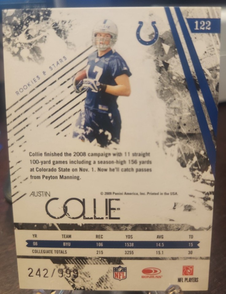 2009 Donruss Rookies & Stars #122 Austin Collie Colts BYU SN /999 | eBay