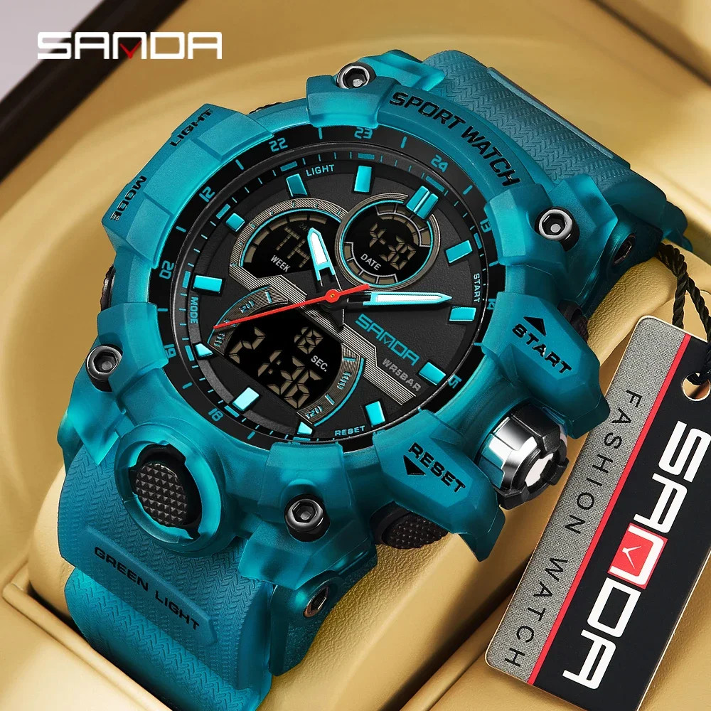 Men's Waterproof Digital Watch Dual Display LED Backlight Outdoor ...