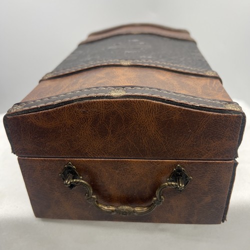Leather Treasure Chest Box Decorative Storage Chest Box with Lock Lined ...