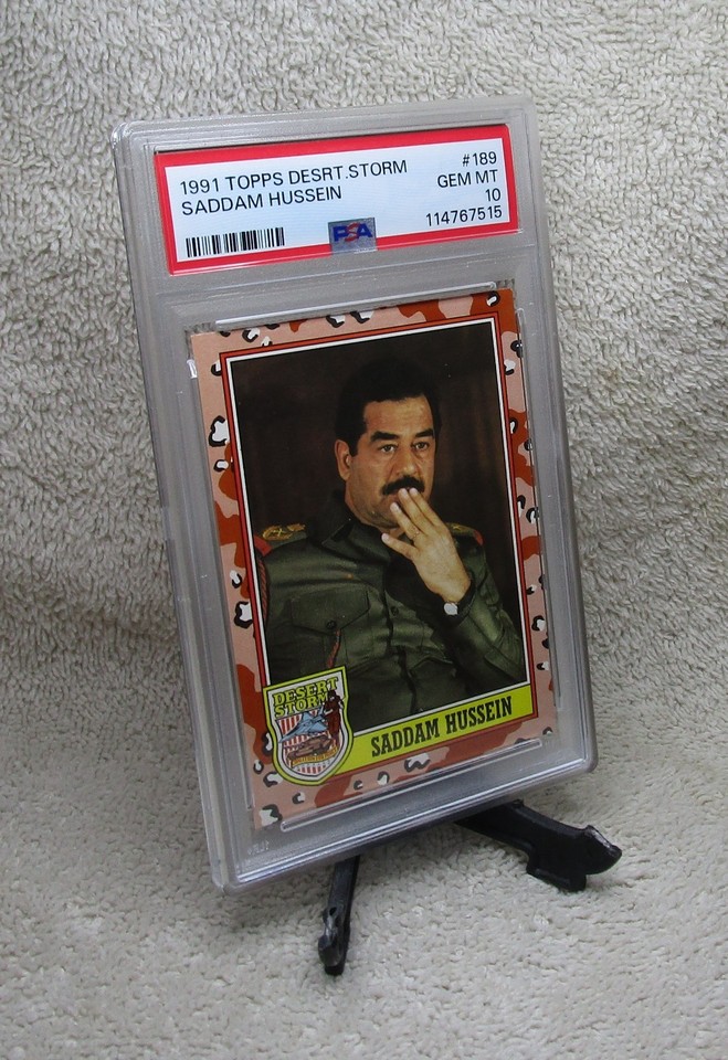 PSA 10 GEM MINT GRADED 1991 Topps Desert Storm SADDAM HUSSEIN Rookie ...