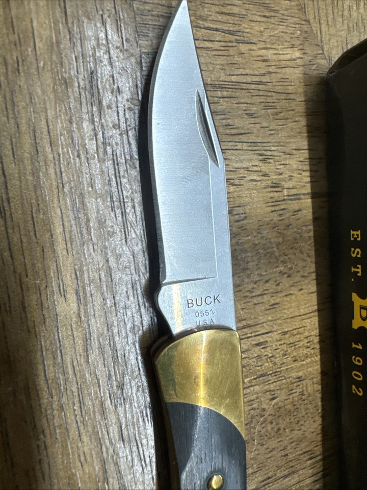 Buck Knife 055USA Plain Blade Lockback Folding Pocket Knife Wood Handle ...
