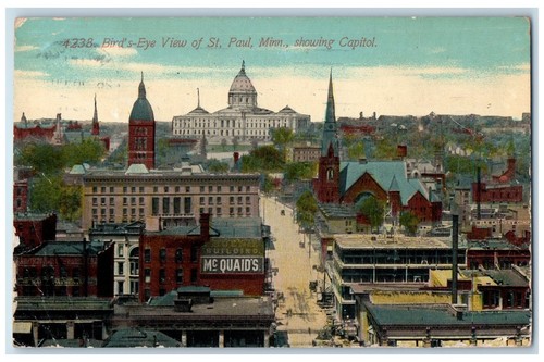 1911 Bird's Eye View Of St. Paul Minnesota Capitol Building Roads MN ...