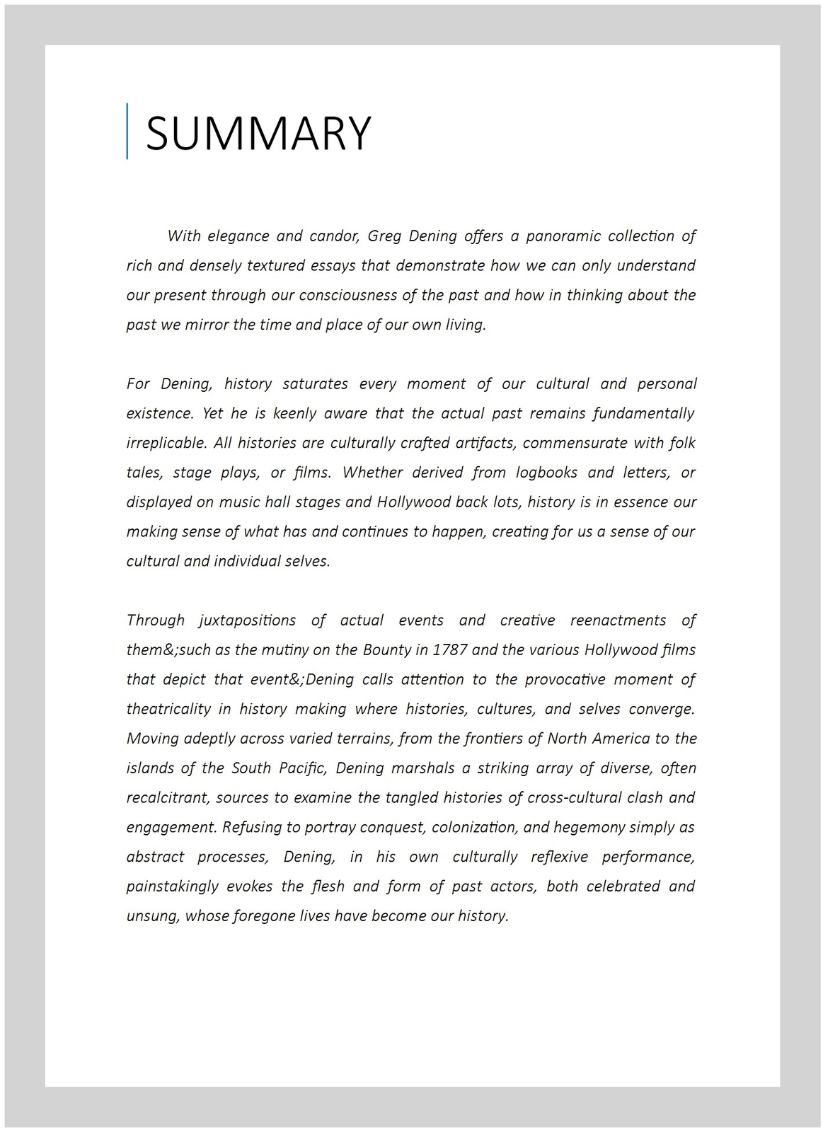 Performances by Greg Dening (1996, Trade Paperback) for sale online | eBay