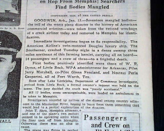 Goodwin Arkansas American Airways Airplane Flight 1 Swamp Crash 1936 ...