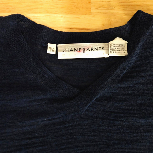 JHANE BARNES Men's Navy Blue Wool Nylon Blend V-Neck Sweater Size XXL ...