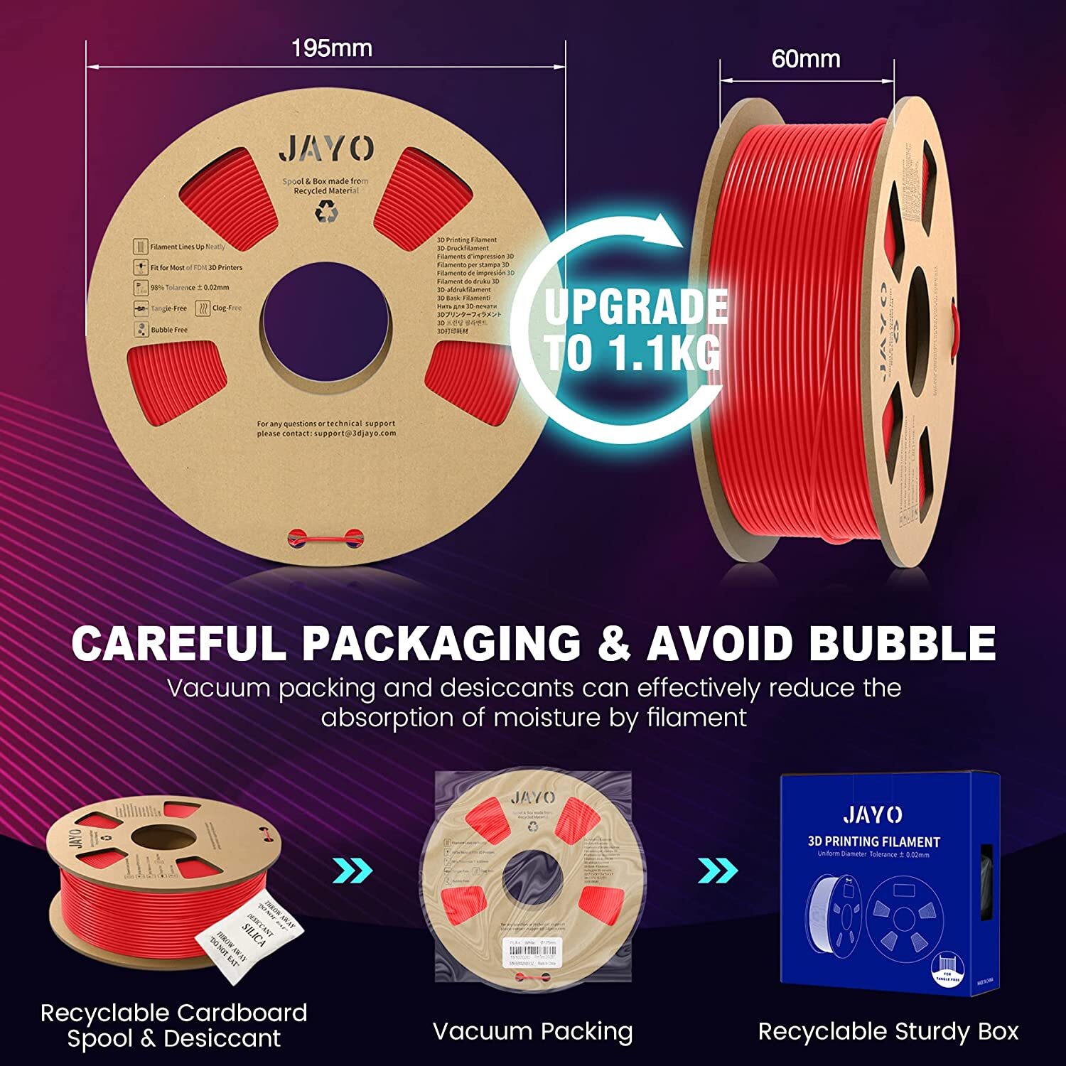 JAYO PLA Meta PLA+ SILK ABS PETG PLA Filament 1.75mm 1KG 3D Printer ...