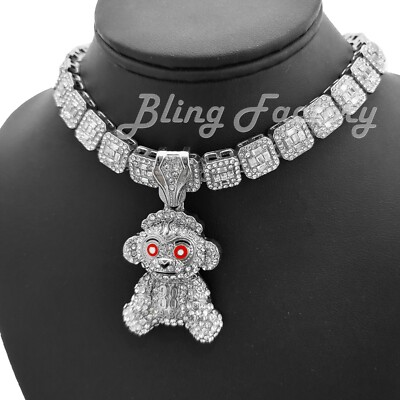 38 BABY Young Boy Monkey & 16" 18" Full Iced Choker Bust Down Chain ...