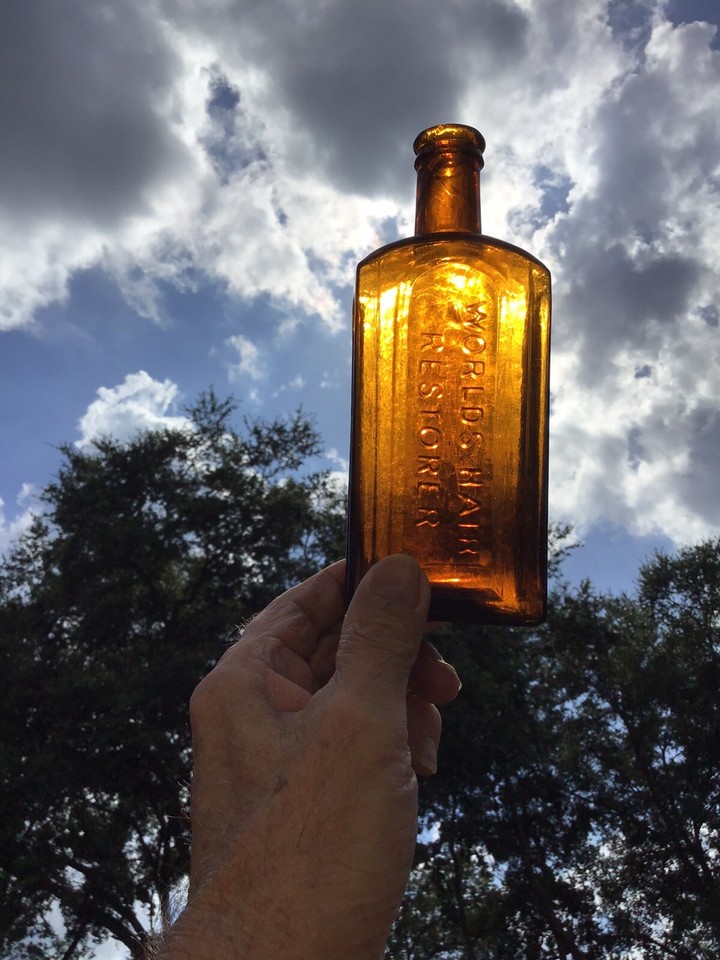 Mrs.S.A. Allen’s World Hair Restorer,New York.Amber clean near mint.H-7 ...