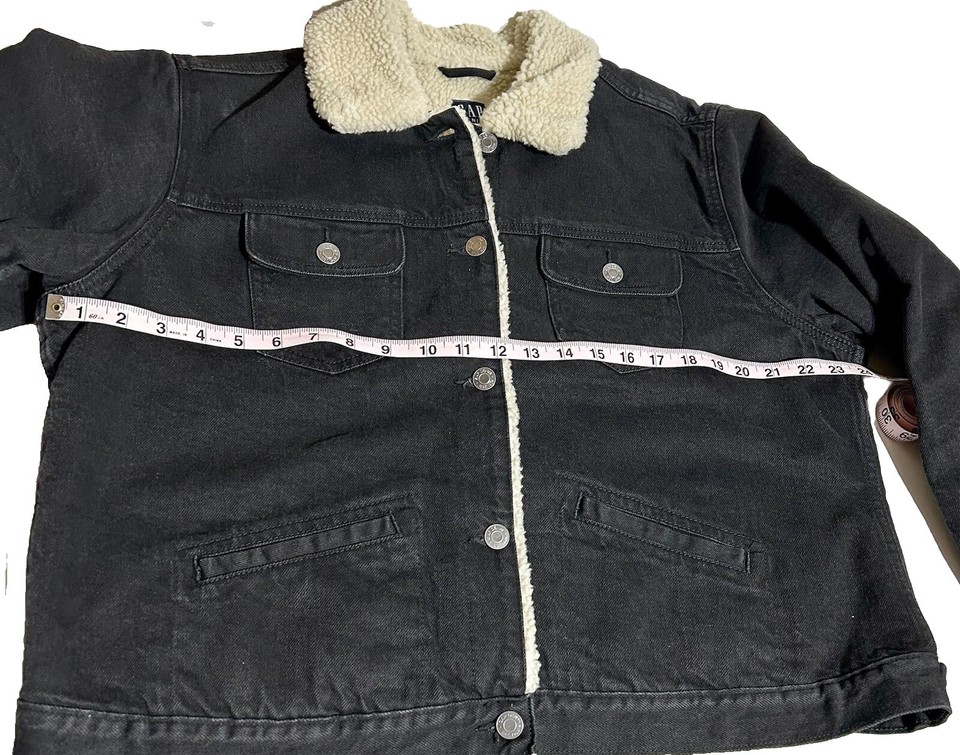 Gap Black Denim Jean Jacket Fleece Sherpa Lined Women’s XL Unisex | eBay