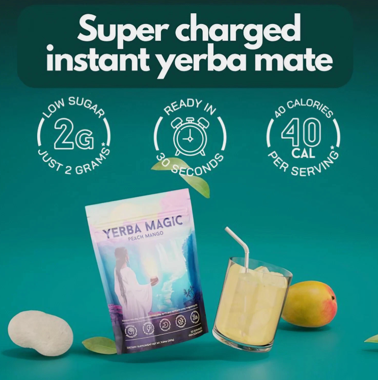 Yerba Magic Yerba Mate Instant Tea Powder - Peach Mango Flavors - 30 ...