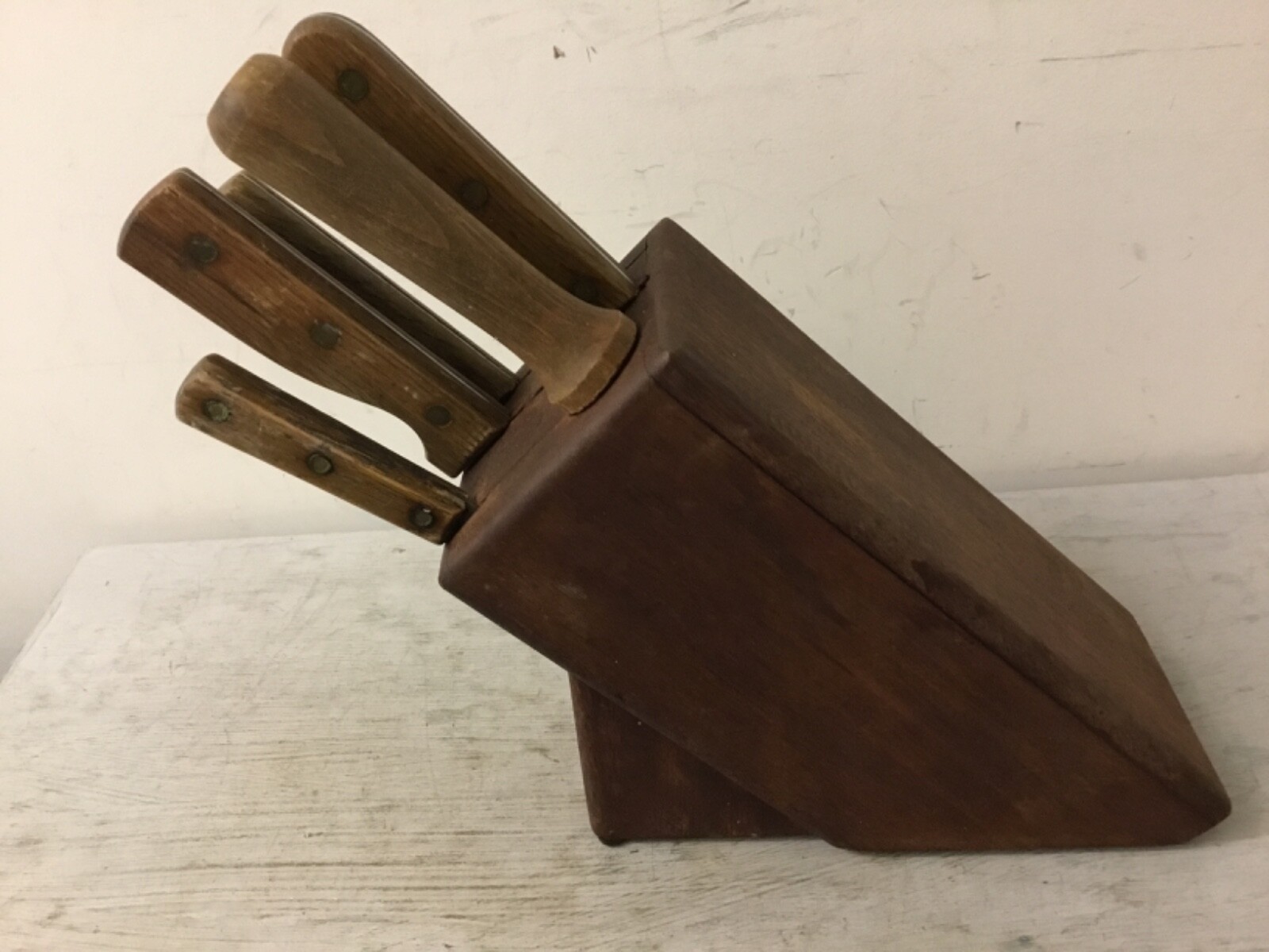 Vtg Old Homestead Knife Set W/ Block. 6 PCs. Lifetime Cutlery Japan ...