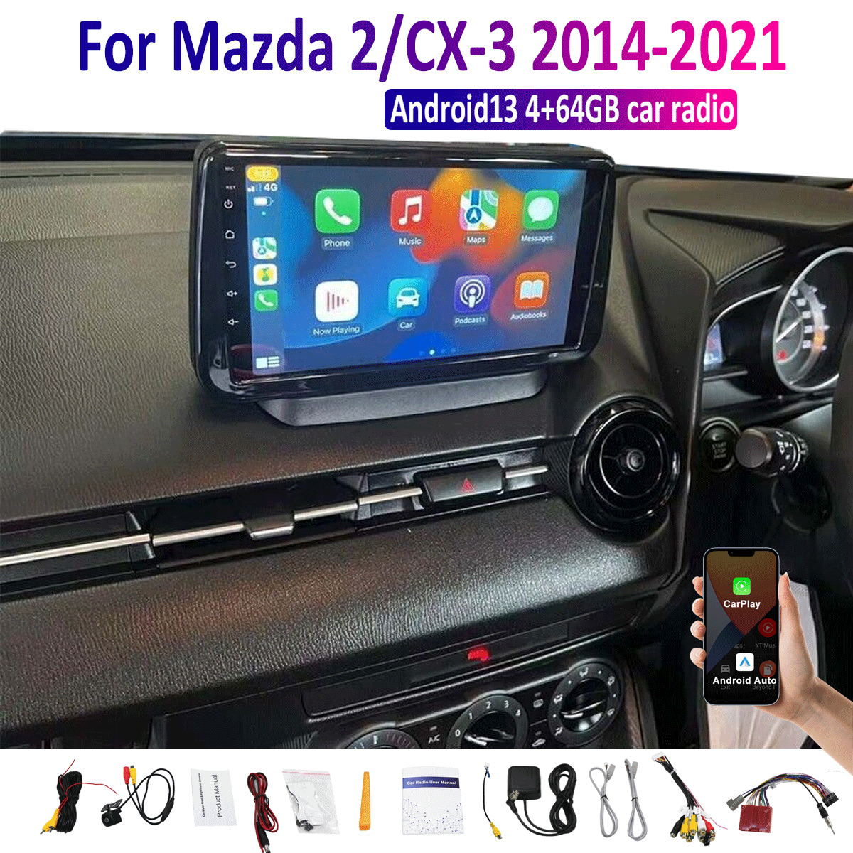 9" Wireless Carplay Android Auto Sat Nav Head unit Radio For Mazda 2 CX-3 2014+ | eBay