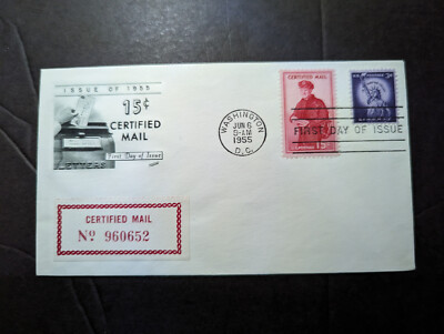 1955 USA Certified Mail First Day Cover FDC Washington DC No 960652 | eBay