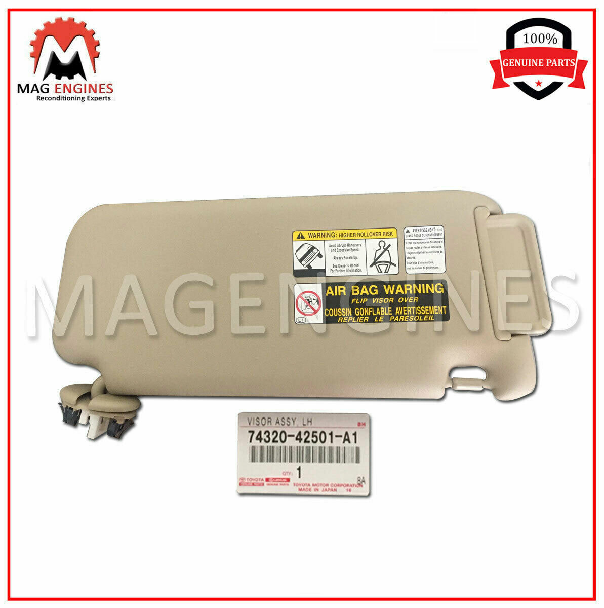 74320-42501-A1 GENUINE OEM DRIVER SIDE SUN-VISOR ASSY, LH 7432042501A1 ...