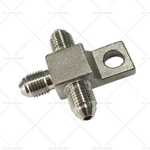 Pair of Stainless Steel - 3 AN Male Brake Hose Tee Blocks with Mounting ...
