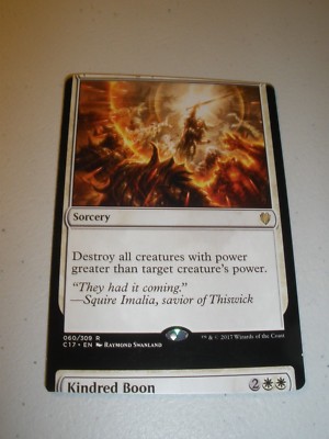 MTG Magic Miscut Misprint Fell the Mighty / Kindred Boon x1 Commander ...