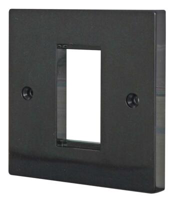 FACEPLATE, EURO, 1 GANG, BLACK, FACEPLATE, ABS (ACRYLONITRILE BUTADIENE ...