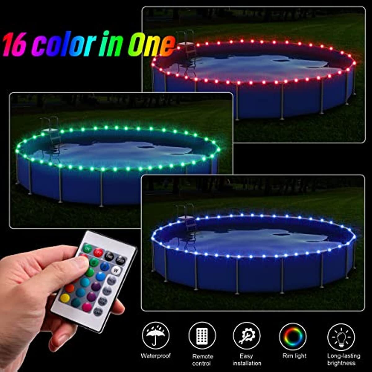 Pool Light Strip Yankee 24ft LED With Remote - 17 Colors & 7 Modes For ...