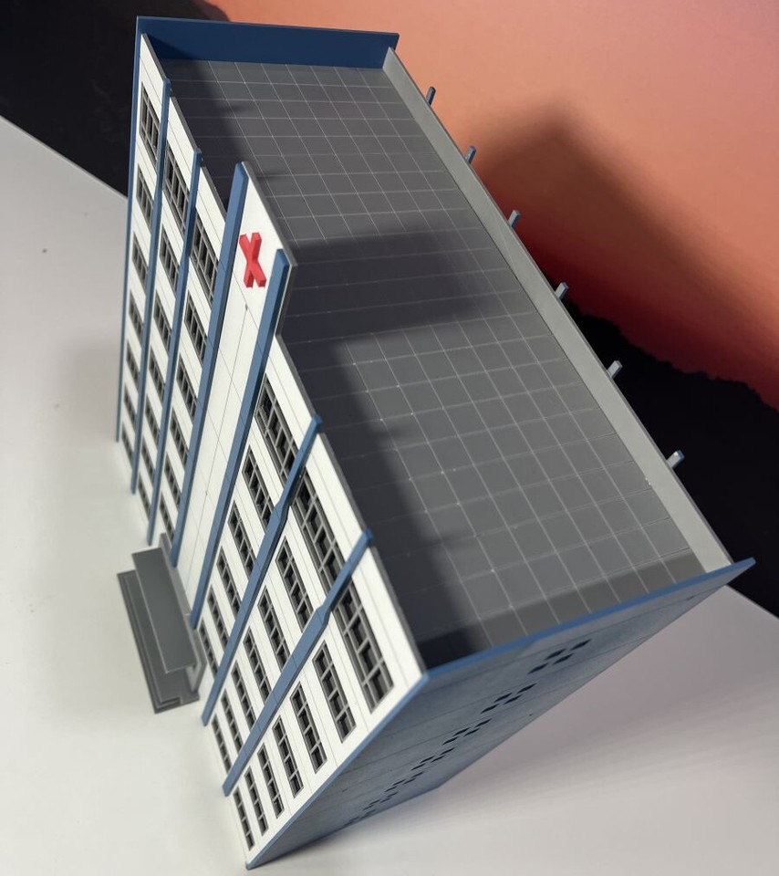 HO/N Scale Outland Models Hospital Train Station Building Scene Display ...