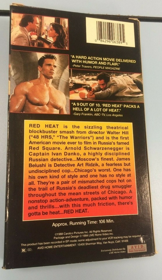 Red Heat VHS Tape Arnold Schwarzenegger Jim Belushi | eBay