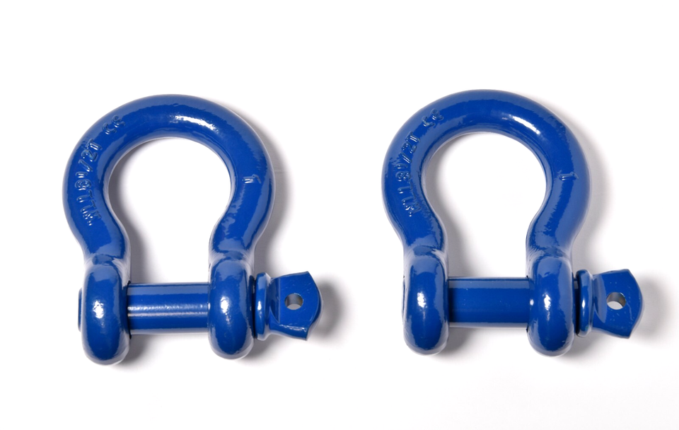 2x 1" Blue D Ring Bow Shackle Screw Pin Clevis Rigging Towing WLL 8 ...