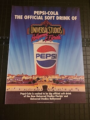 Pepsi Offical Drink Universal Studios Print Ad 1990 8x11 Great To Frame ...