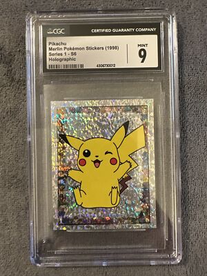PIKACHU POKEMON STICKER S6 POKEMON SERIES 1 MERLIN 1999 HOLO CGC 9 | eBay