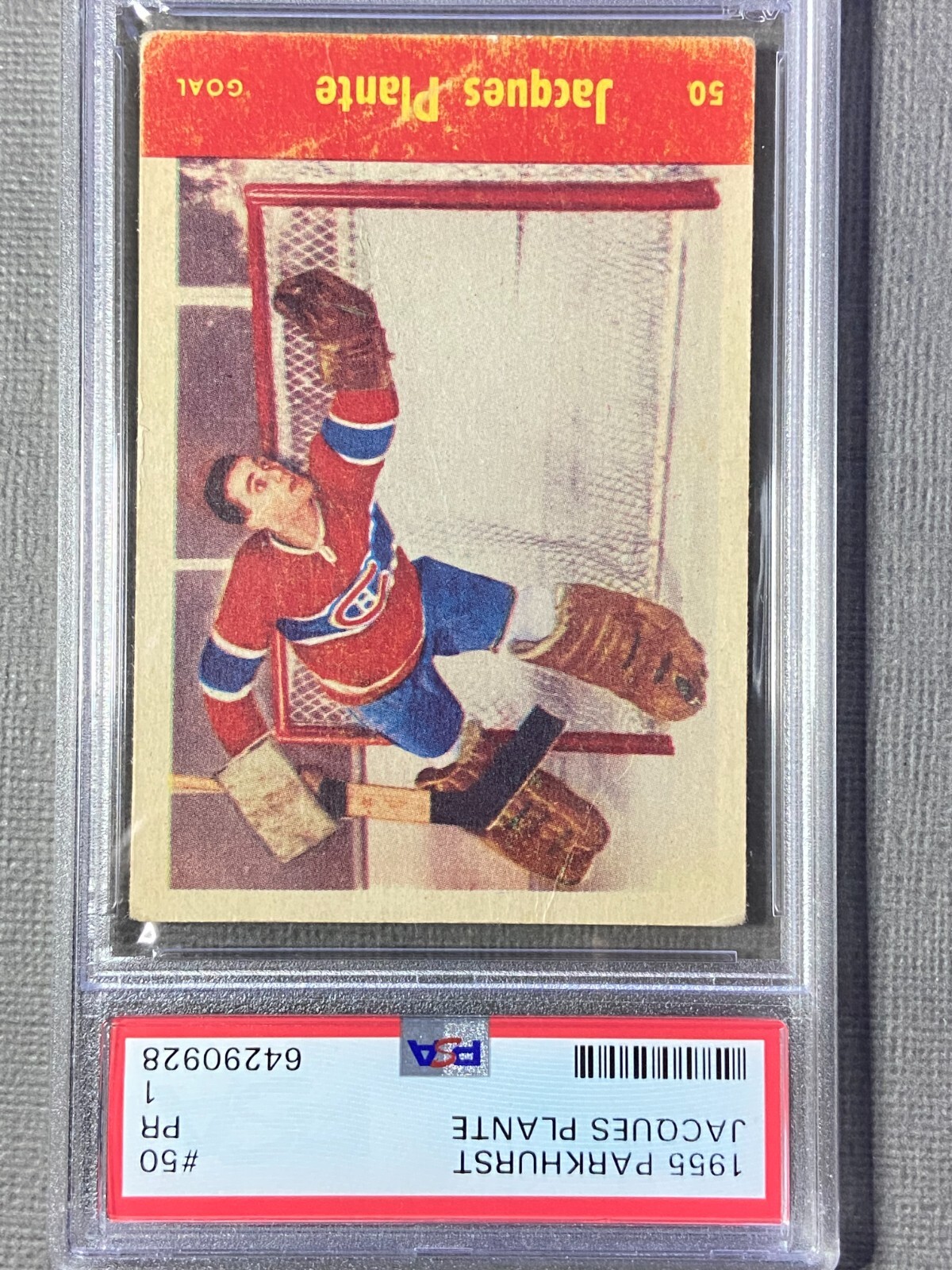 Jacques Plante RC 1955-56 Parkhurst #50 Rookie Card HOF NHL PSA 1 PR | eBay