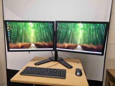 HP MONITORS 24" INCH DUAL SETUP DOUBLE MONITOR SCREEN LED OFFICE DESK ...