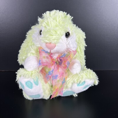 Kids Preferred Green Plush Bunny Rabbit Plaid Bow Blue Feet Easter 8 ...