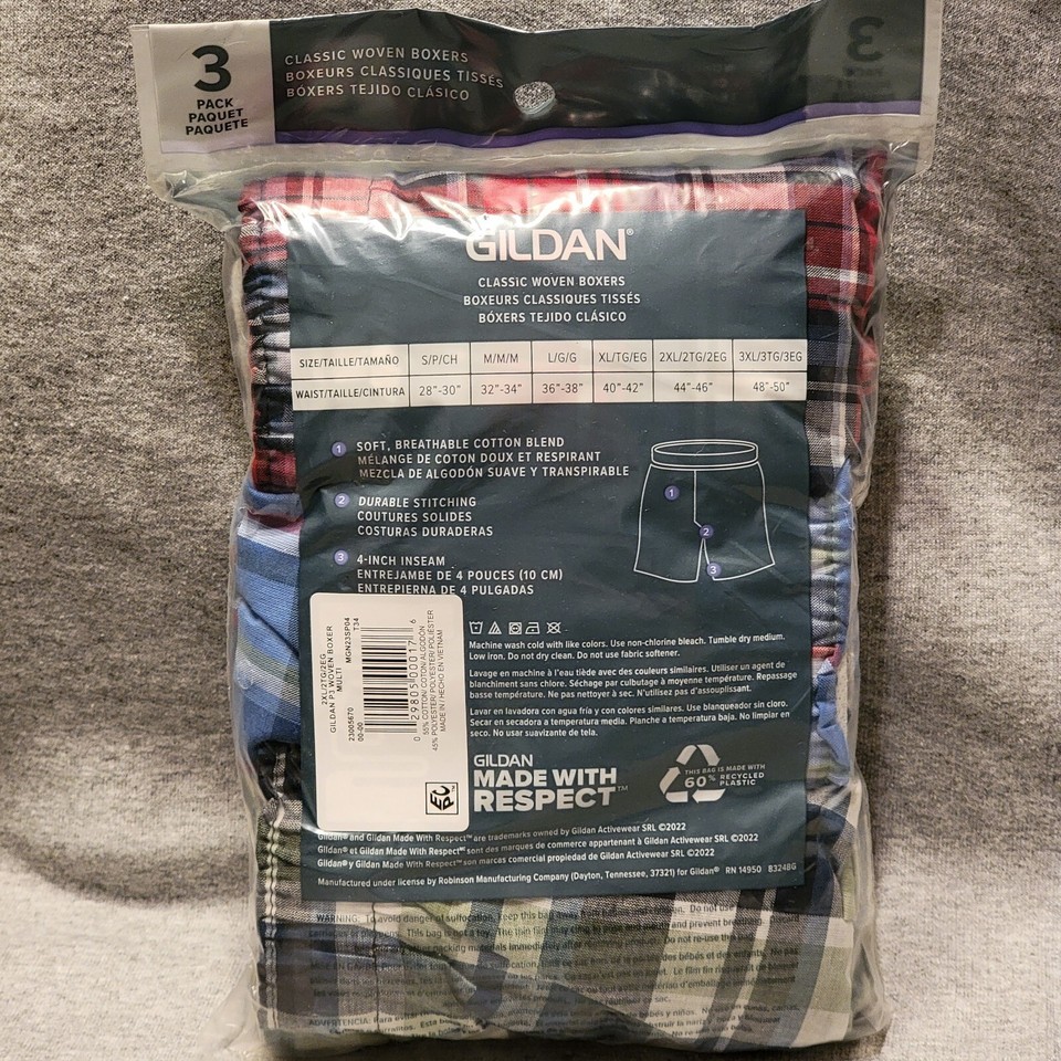 Gildan 2XL Men's Classic Woven Boxers Tagless Moisture Wicking ...