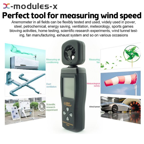 AS816 Anemograph Air Flow Meter Anemometer Handheld Digital Wind Speed ...
