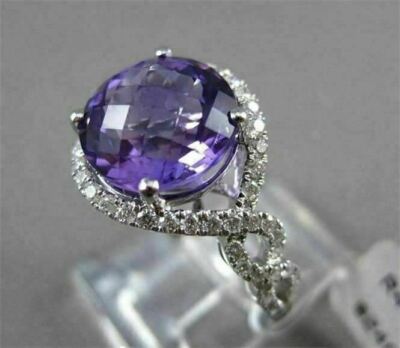 ESTATE 3.96CTW DIAMOND & AAA EXTRA FACET AMETHYST 14KT WHITE GOLD ...