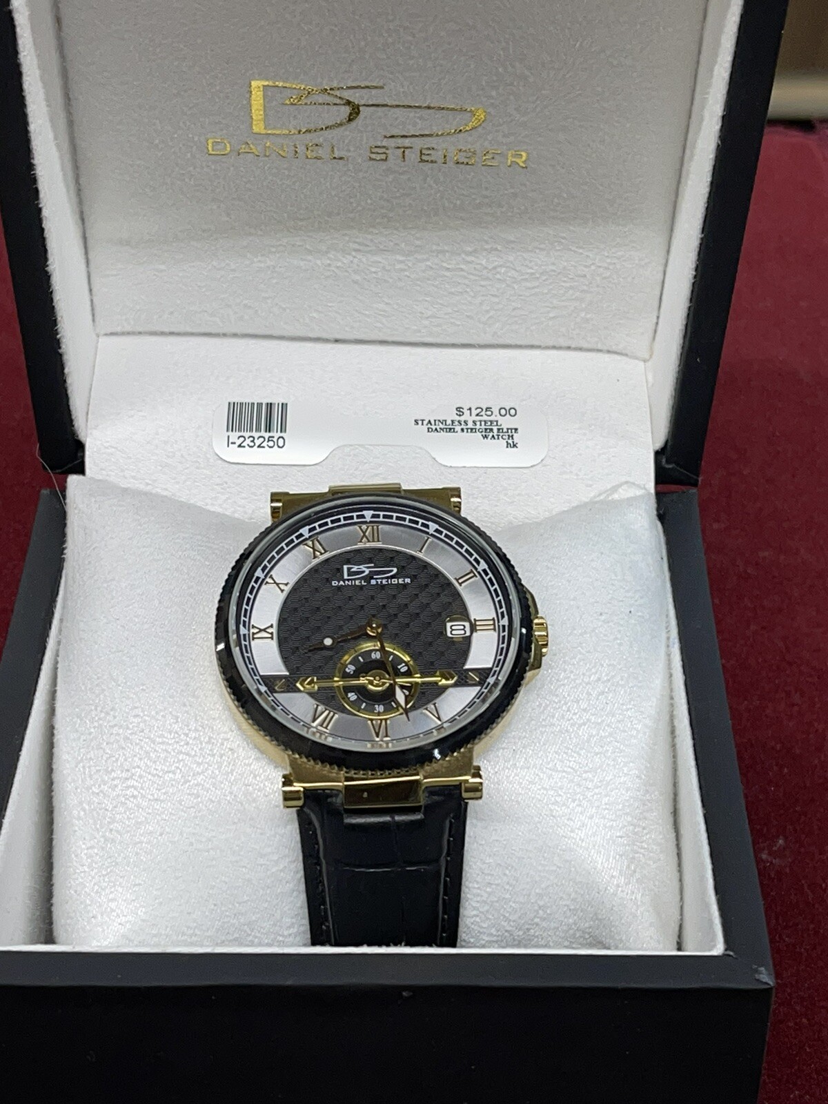 Watch mens Daniel Steiger leather band Gold Plated | eBay