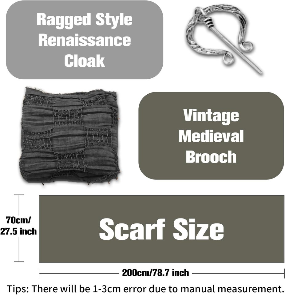 Medieval Scarf Cowl Men with Brooch, Viking Cowl Hood Cloak ...