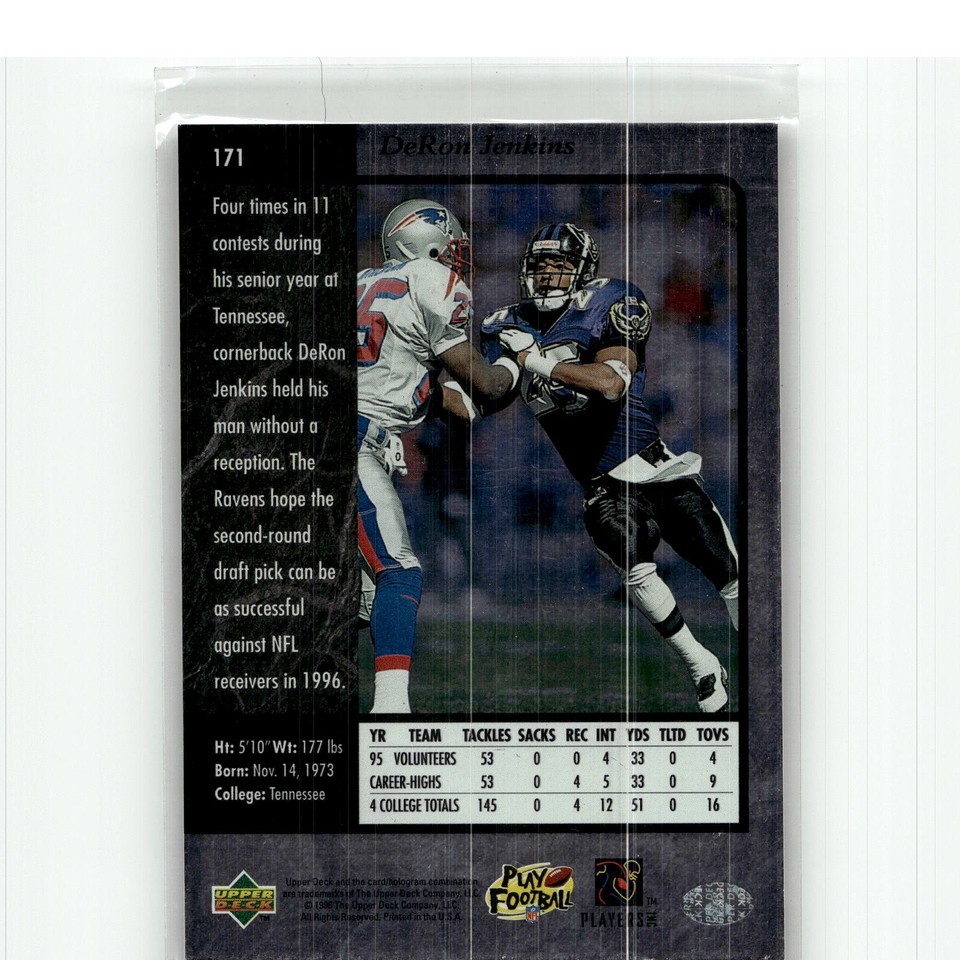 1996 SP DeRon Jenkins #171 Rookie RC Baltimore Ravens | eBay