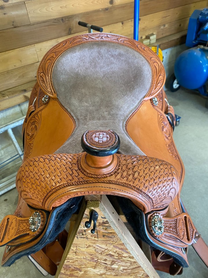 Dale Chavez Reining Chestnut Leather Western Horse Saddle; Rust Suede ...