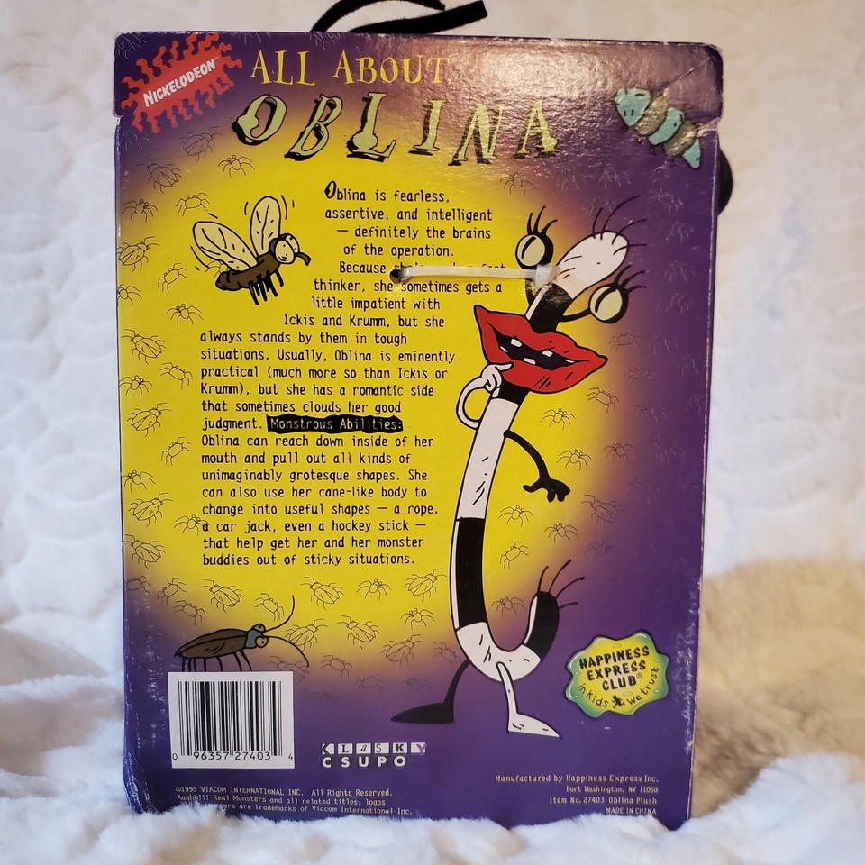 Vintage 1995 Nickelodeon Aaahh!!! Real Monsters OBLINA Plush Doll 90s ...