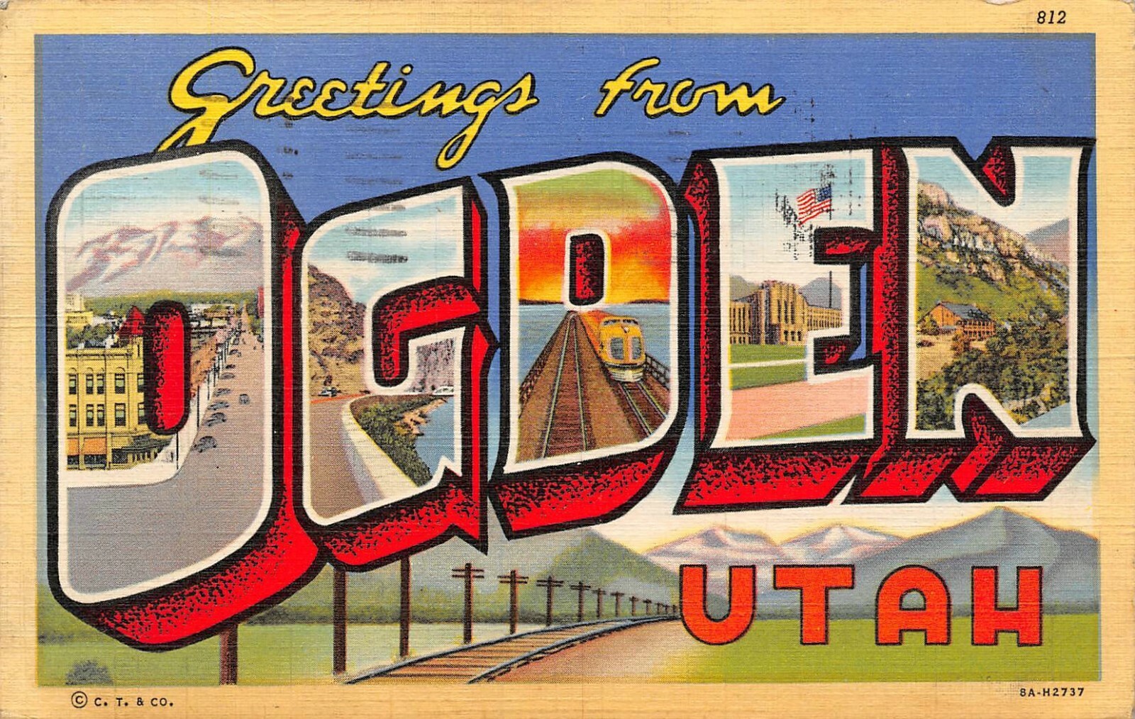 Greetings From Ogden Big Letters Multi Views Ogden,UT Vtg Linen 1944 ...