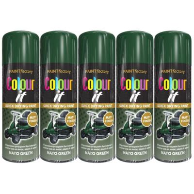 5X Nato Green Matt Spray Paint Aerosol Auto Car Lacquer Wood Metal ...