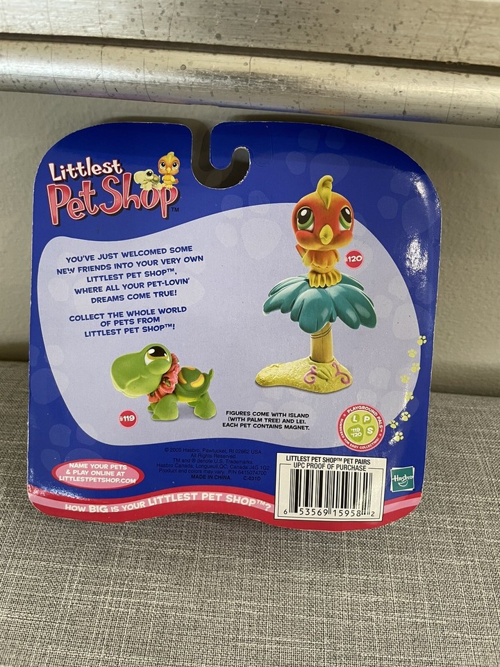 2005 Hasbro New Littlest Pet Shop Turtle & Parakeet Bird #119, 120 Lot ...
