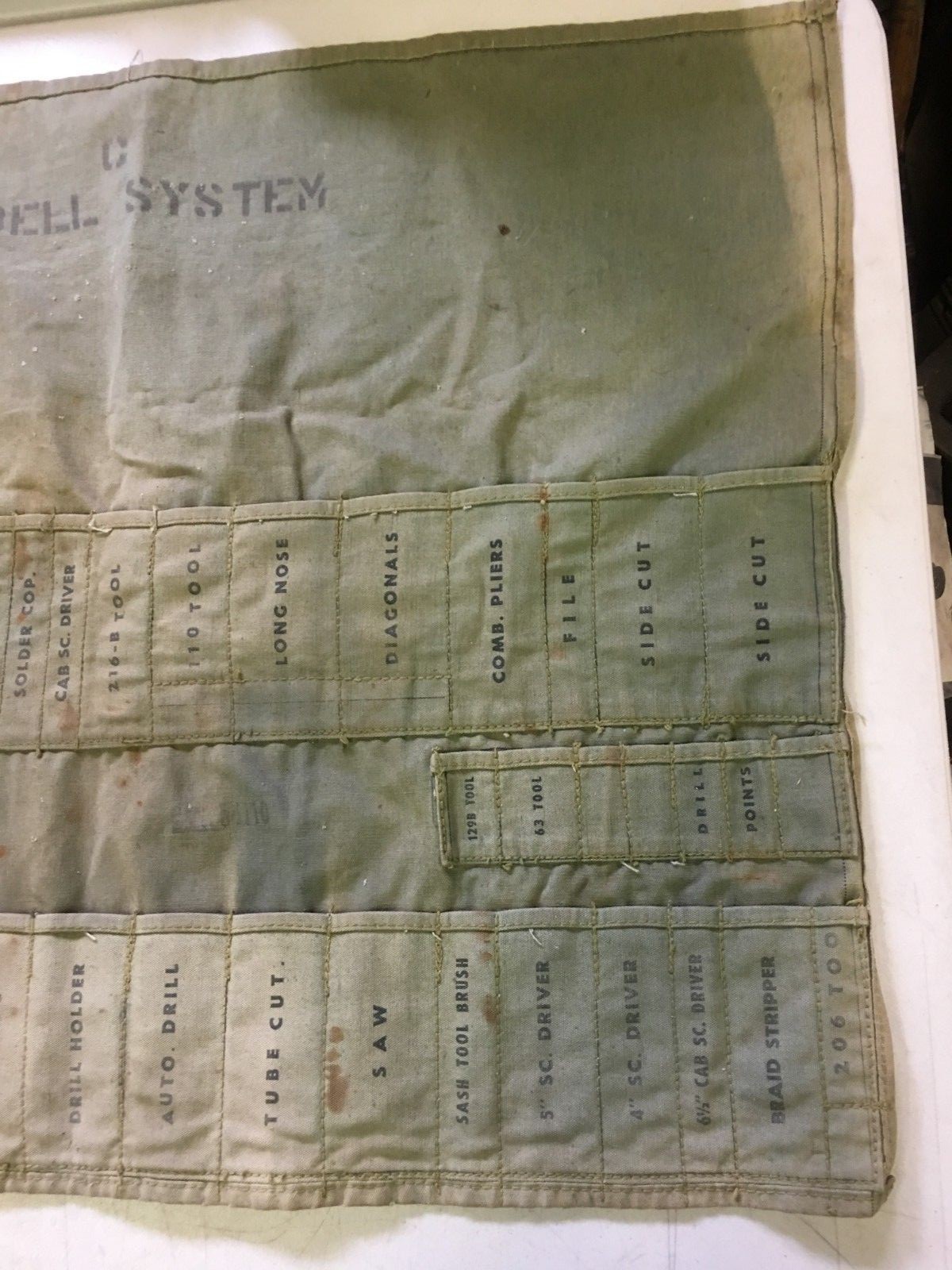 Vintage Bell System Tool Organizer Pouch Drills Saw Pliers Screwdriver ...