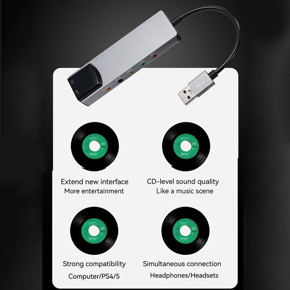 USB Sound Card 7.1 5.1 Channel External Audio Card SPDIF Optical for PC ...