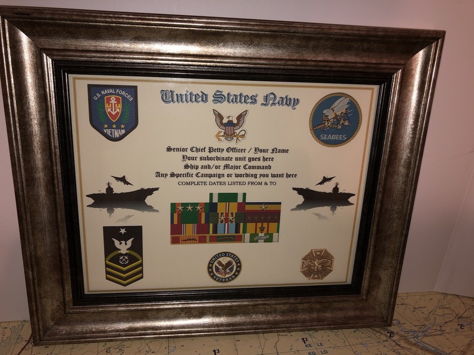 U.S. NAVY - SENIOR CHIEF PETTY OFFICER E-8 / VETERAN RIBBON RACK PRINT ...