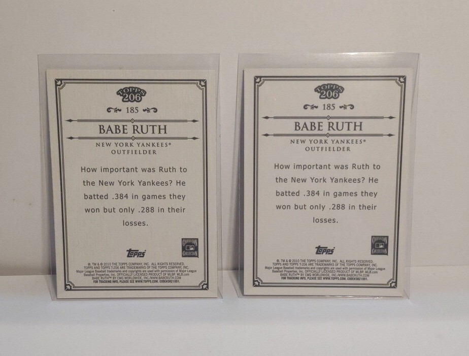 2010 Topps 206 Babe Ruth #185 + Gold Border Parallel Yankees | eBay
