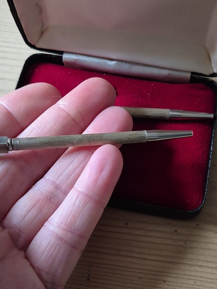 Vintage Sterling Silver Bridge Propelling Pencil Set, In The Original ...
