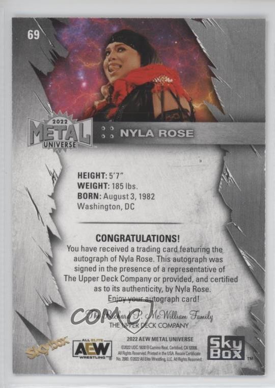 2022 Skybox Metal Universe AEW All Elite Wrestling Silver Nyla Rose #69 ...