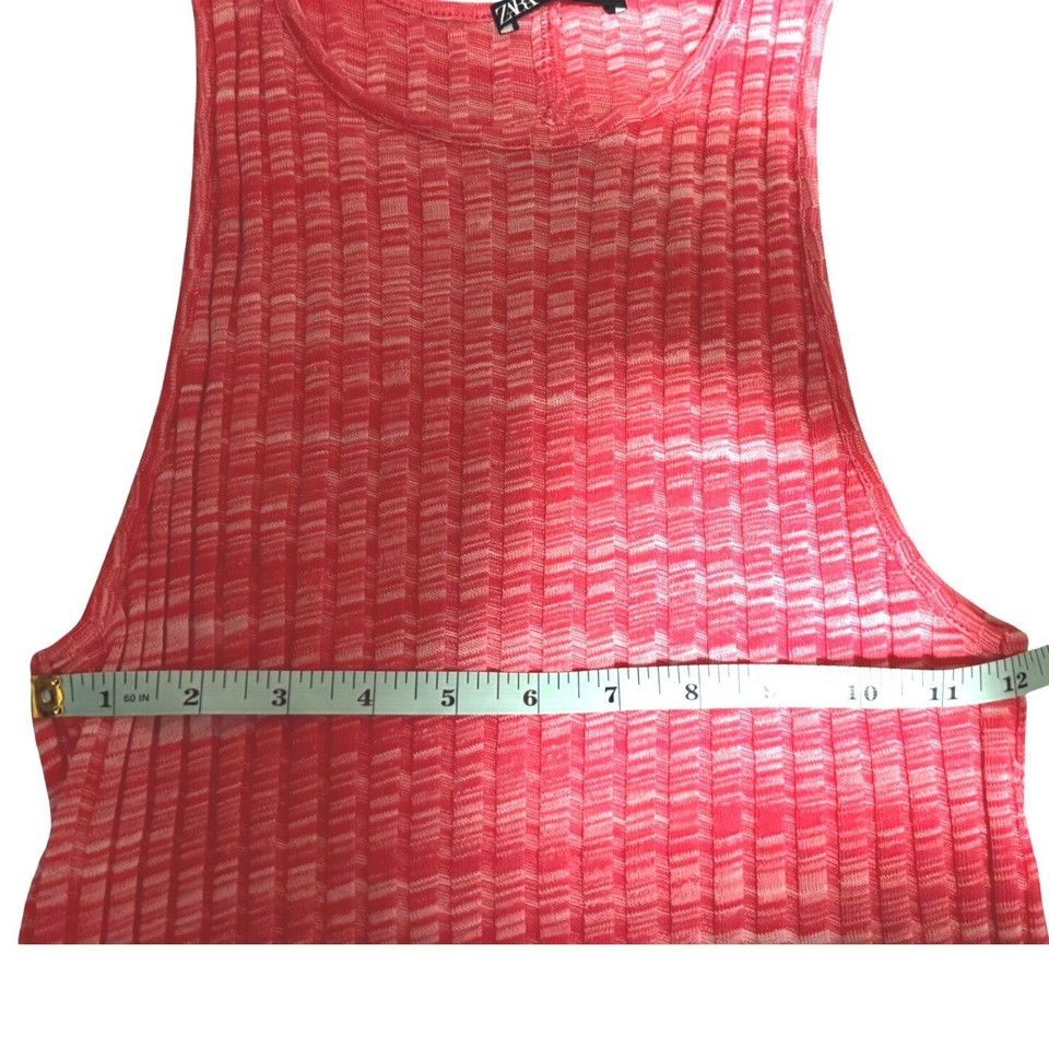 Zara Pink Space Dye Ribbed Knit Open Back Cutout Bodycon Midi Dress - M ...