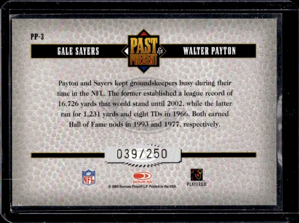 2005 Donruss Classics Gale Sayers Walter Payton Past and Present Gold ...